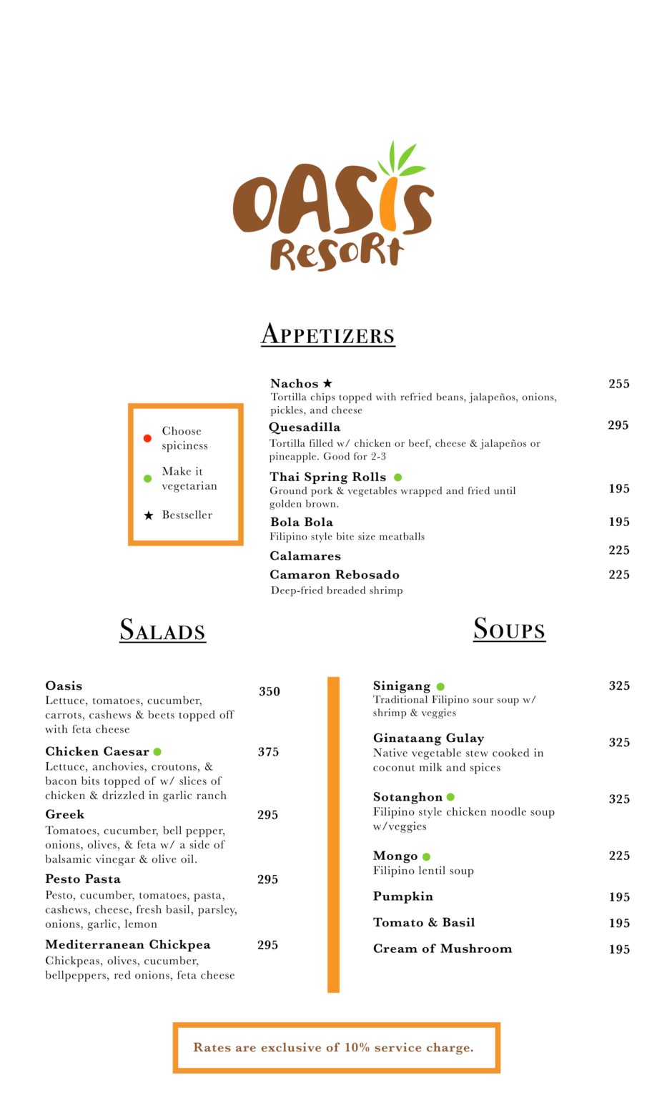 Menu – Oasis Resort Bohol