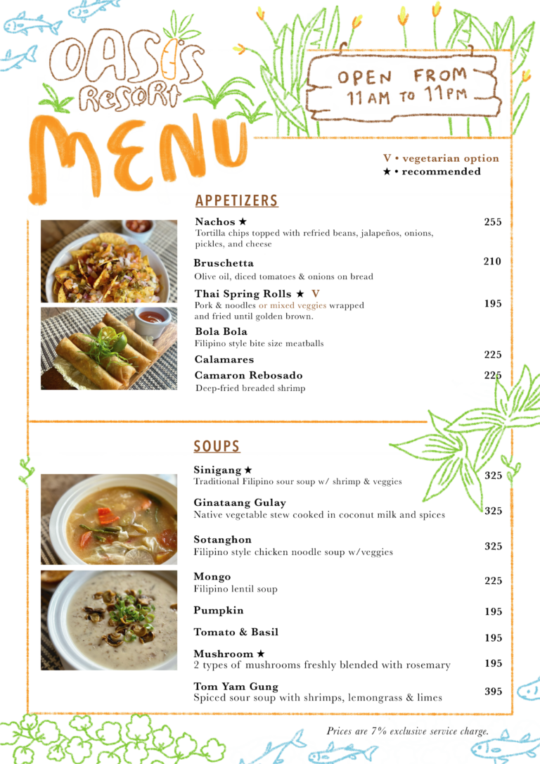 Menu – Oasis Resort Bohol