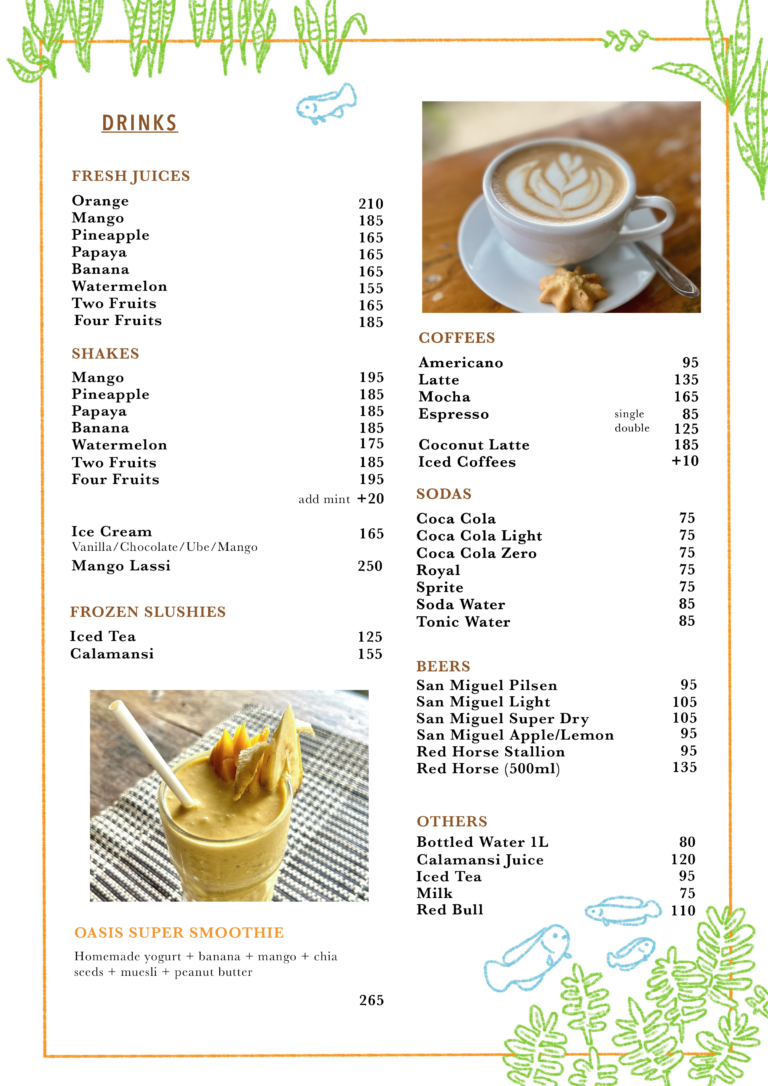 Menu – Oasis Resort Bohol